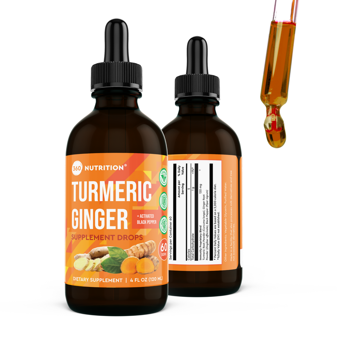 Turmeric Ginger Drops with Activated Black Pepper – 360 Nutrition